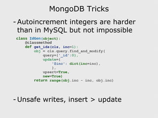 Realtime Analytics Using MongoDB, Python, Gevent, and ZeroMQ | PPT