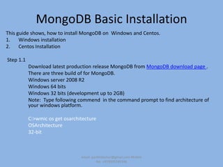 Mongo db basic installation | PPTX