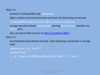 Mongo db basic installation | PPTX