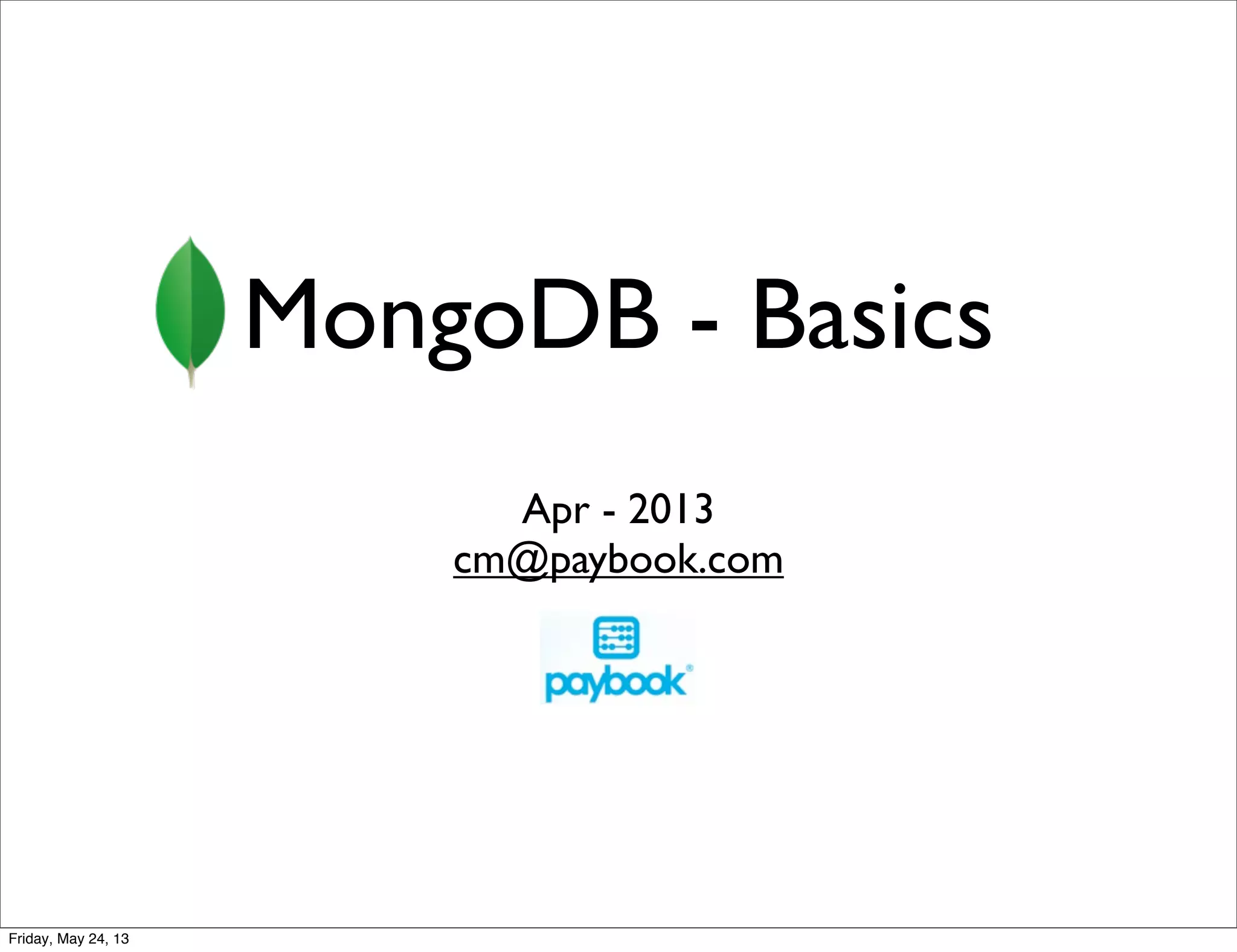 Mongo Db Basics Ppt