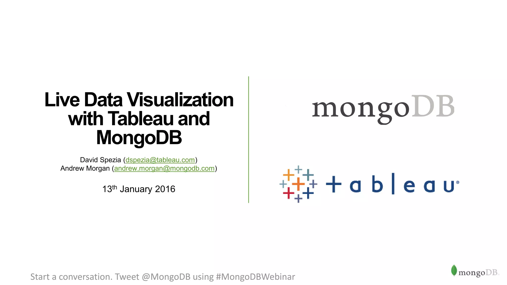 Webinar: Live Data Visualisation with Tableau and MongoDB | PPT