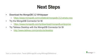 Webinar: Live Data Visualisation with Tableau and MongoDB | PPT