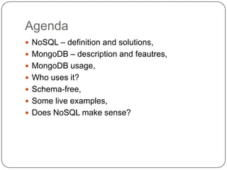 Mongo db – document oriented database | PPTX