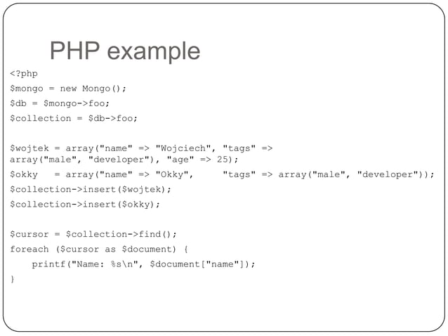 Mongo db – document oriented database