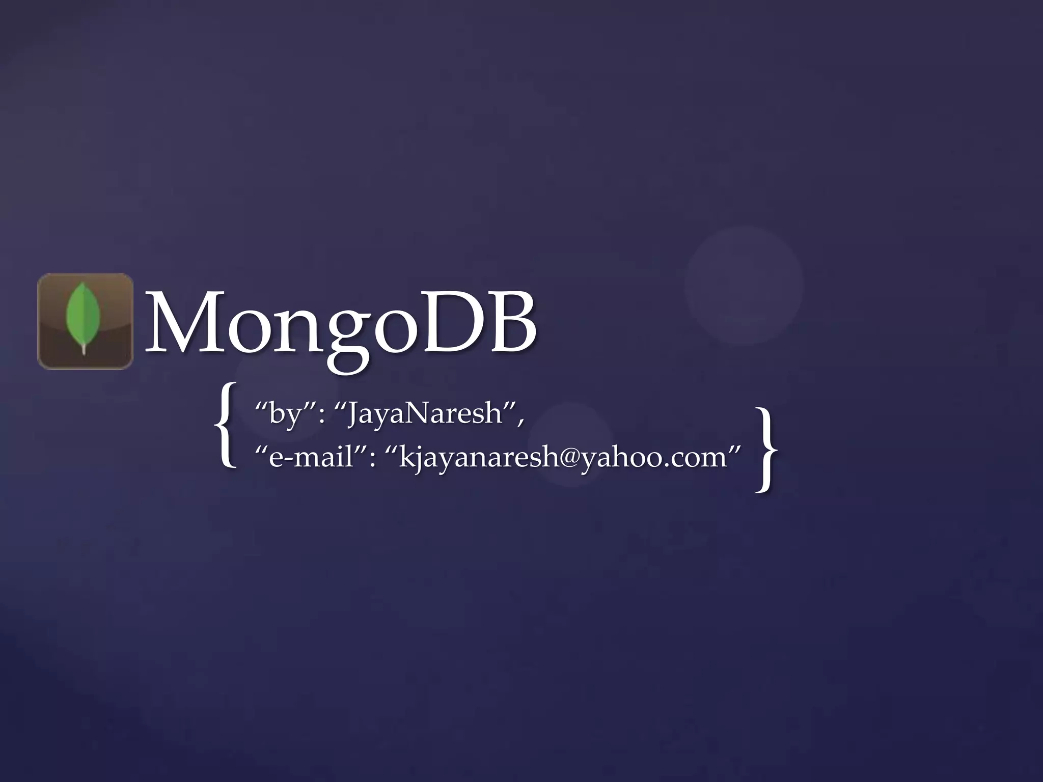 Mongo DB Presentation | PPT