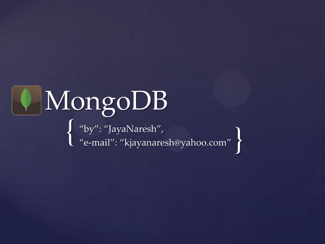Mongo DB Presentation | PPT