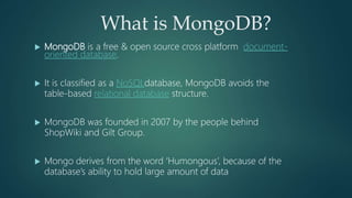 Mongo db Introduction & installation on Windows | PPTX