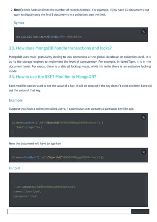 MongoDB Interview Questions PDF By ScholarHat | PDF