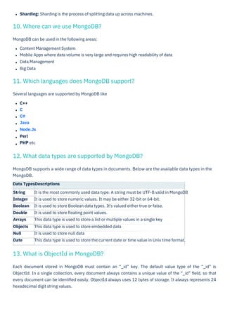 MongoDB Interview Questions PDF By ScholarHat | PDF