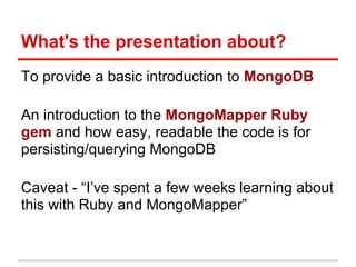 Introduction to using MongoDB with Ruby | PDF