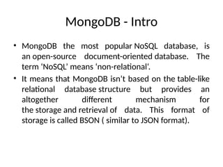 MongoDB Intro and Installation. pptx | PPT