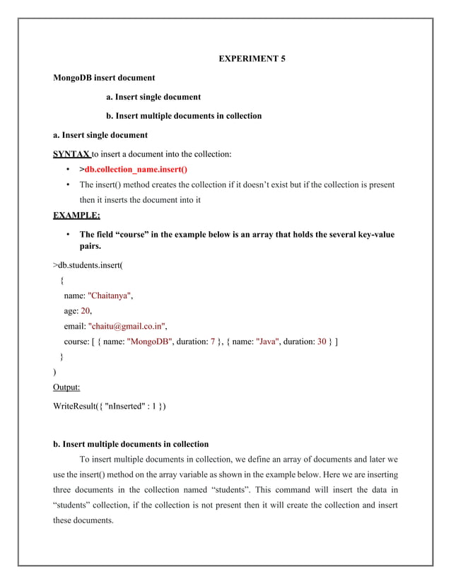 MongoDB Lab Manual (1).pdf used in data science | PDF