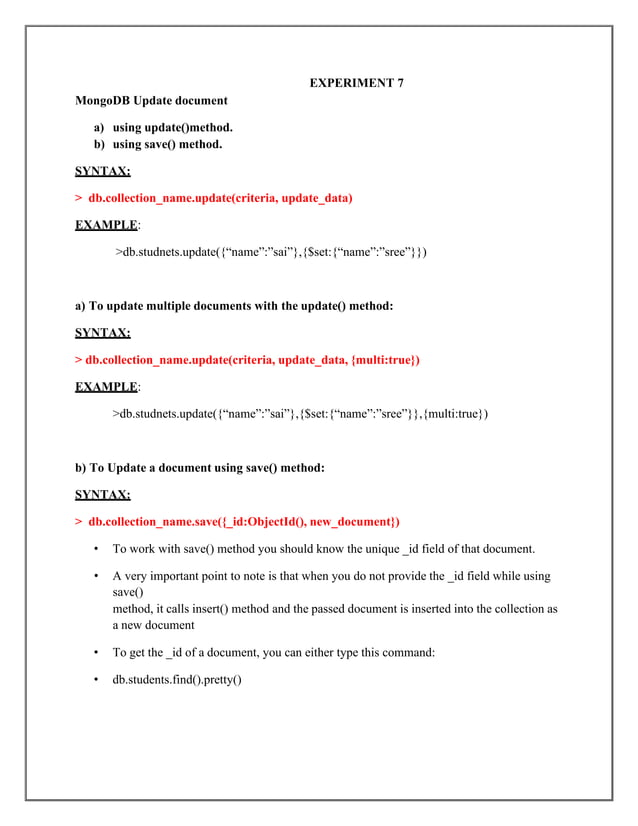MongoDB Lab Manual (1).pdf used in data science | PDF