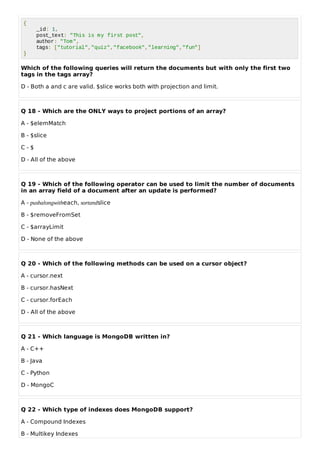 Mongodb mock test_ii | PDF