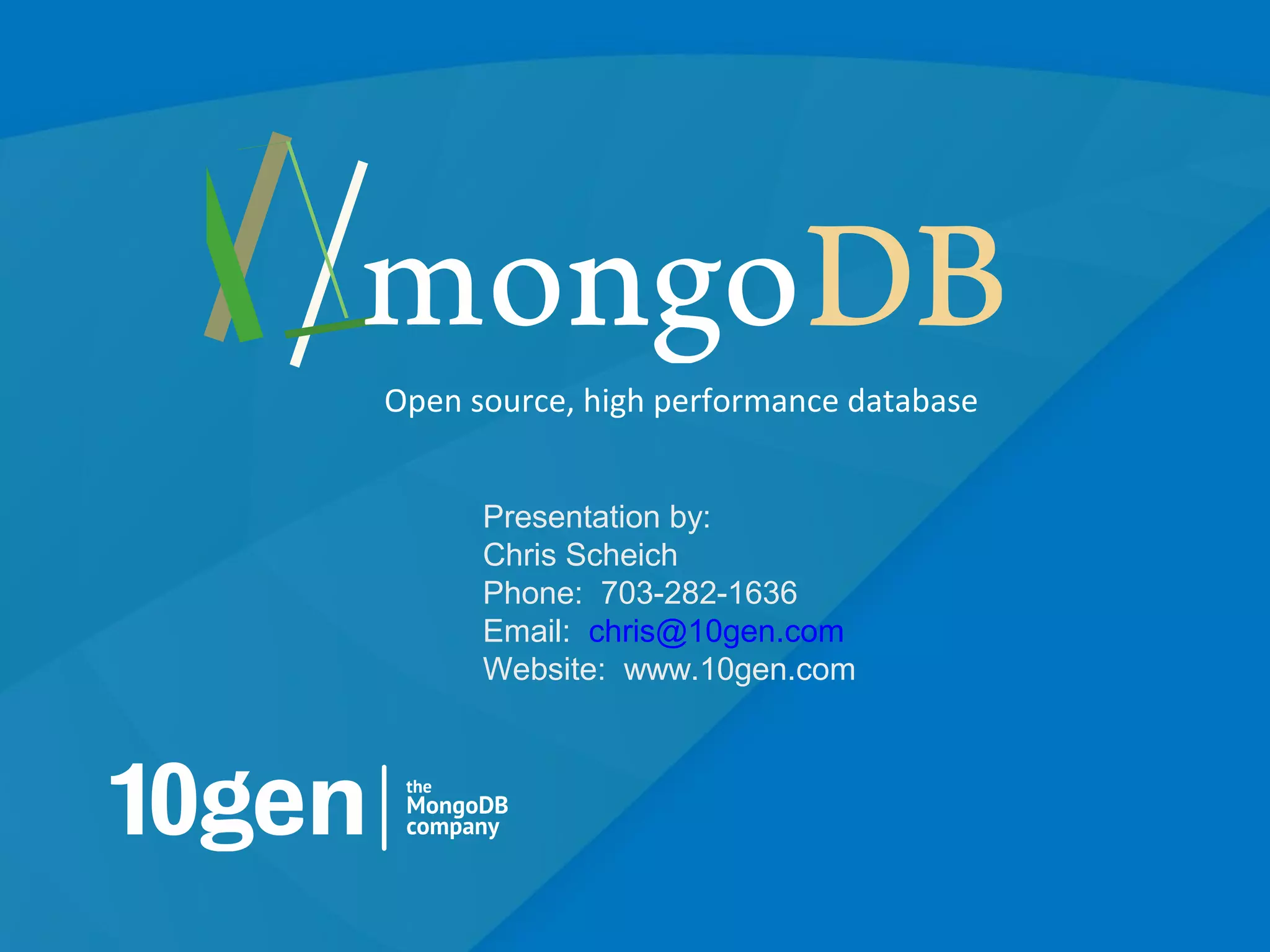 Mongodb Open Sourcehighperformancedatabase Ppt