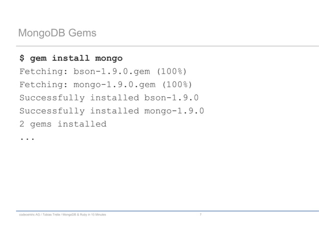 An introduction to MongoDB and Ruby | PPT