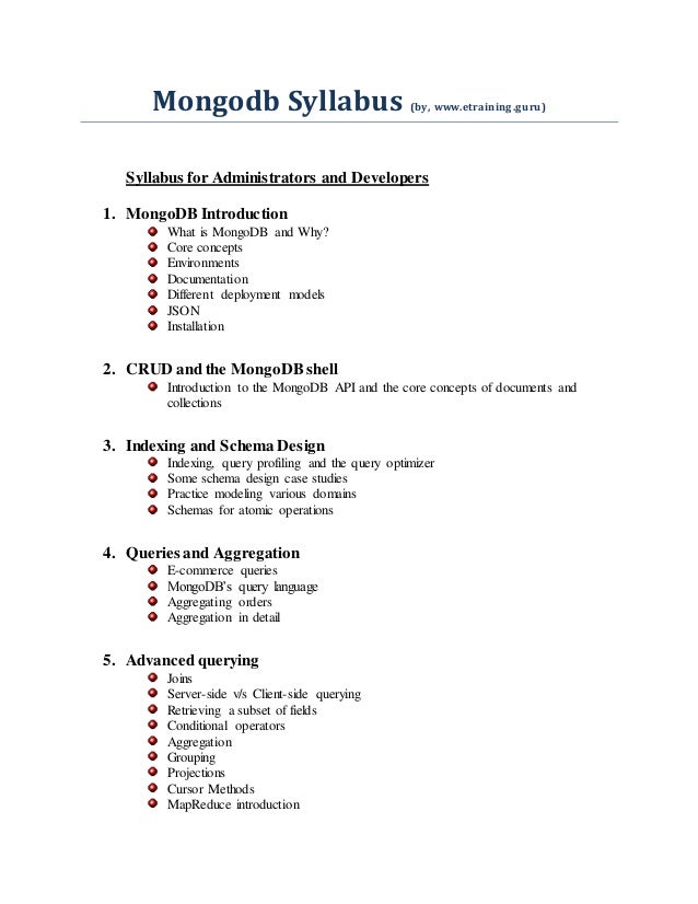 Online Training in MongoDB Administration in Hyderabad