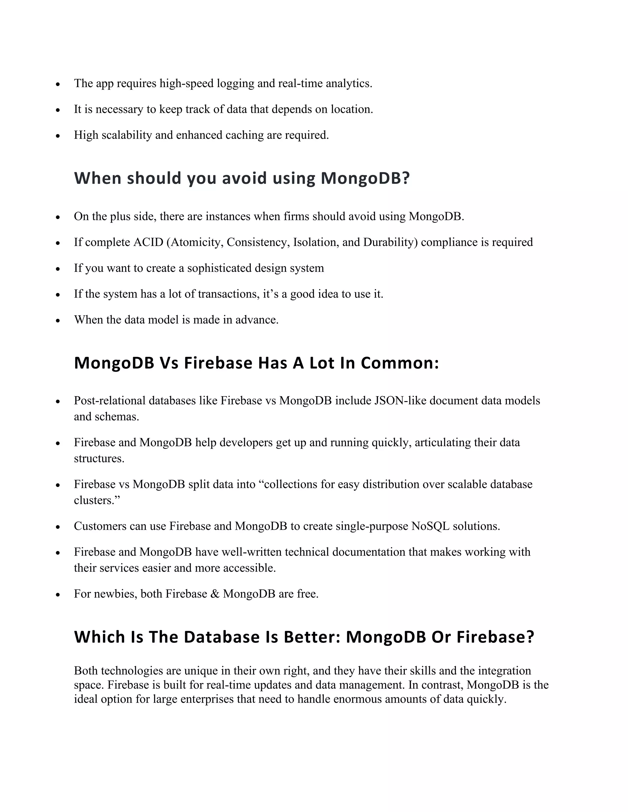 MongoDB vs Firebase | PDF | Databases | Computer Software and Applications