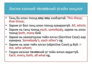 Mongol angli toloonii uge zeregtsuulel | PPTX