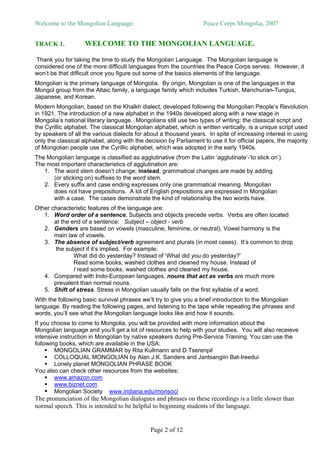 Basic Mongolian Language Course | PDF