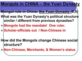 Mongol rule in china, persia, russia strayer work | PPTX