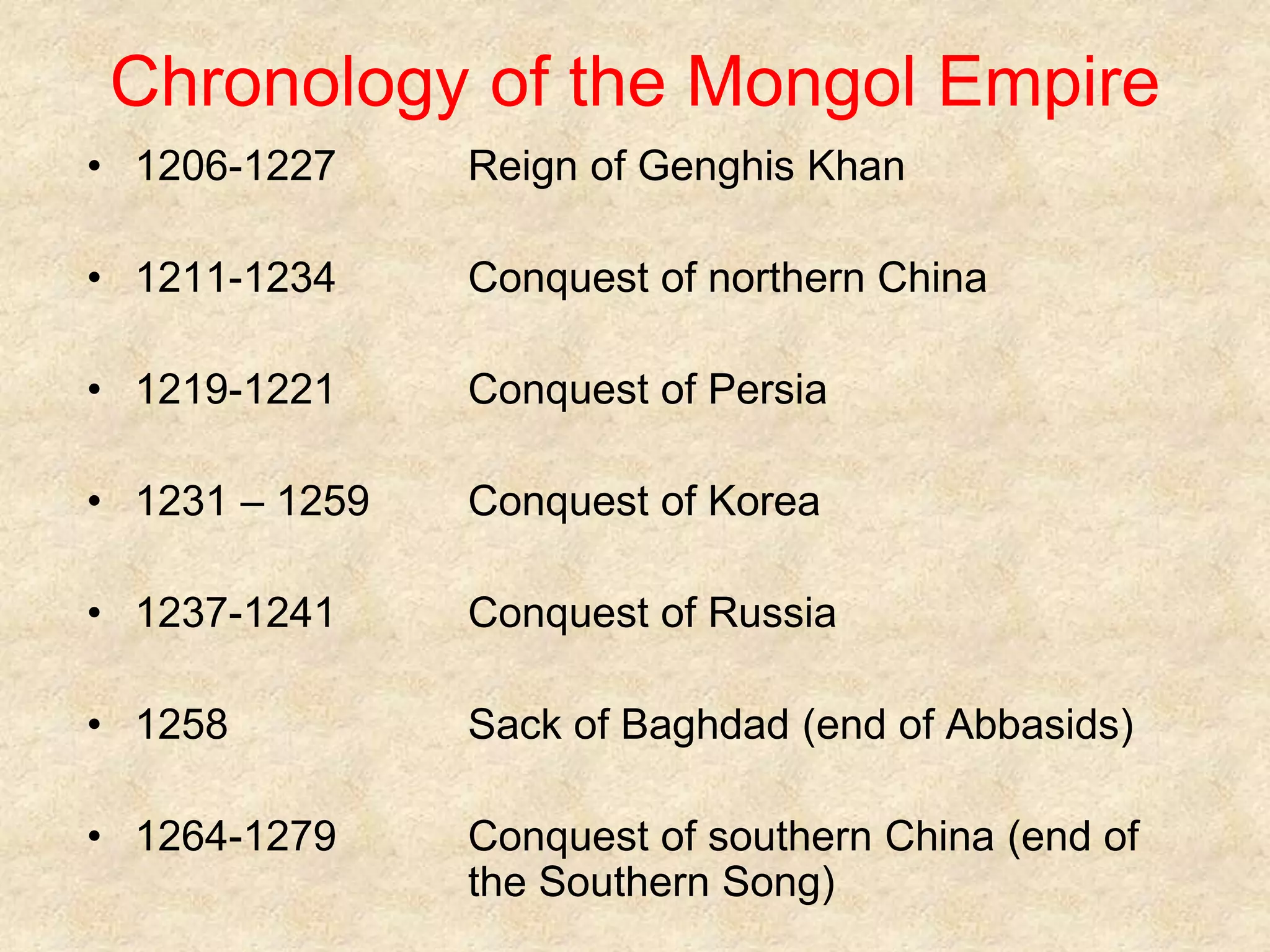 Mongols Genghis Khan origins society, empire | PPTX