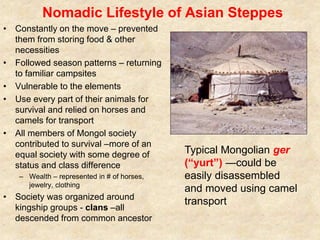 Mongols Genghis Khan origins society, empire | PPTX