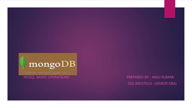 Mongo Nosql CRUD Operations | PPTX