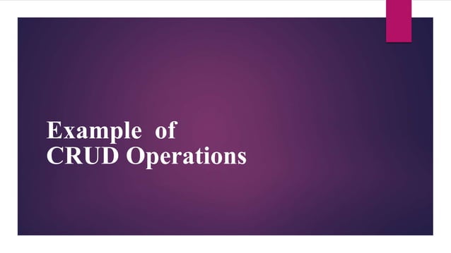 Mongo Nosql CRUD Operations | PPTX