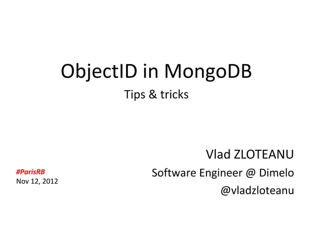 Objectid In Mongodb Ppt