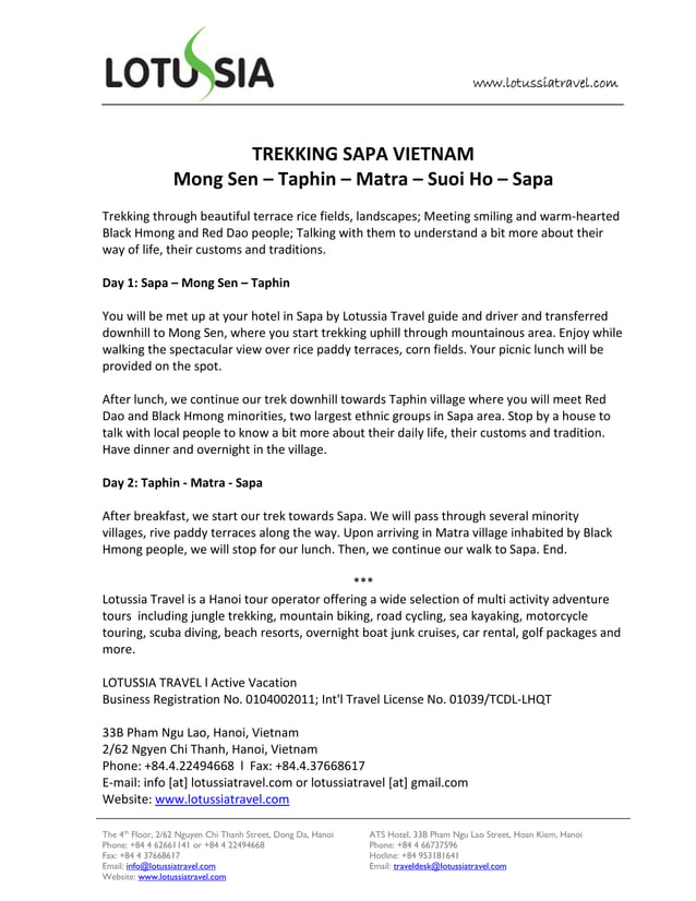 Mong sen taphin matra suoi ho sapa | PDF