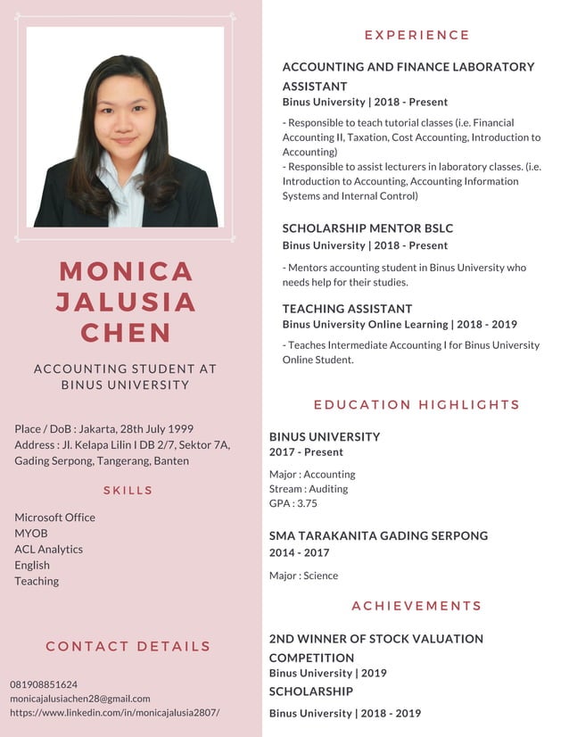 Monica jalusia chen cv | PDF