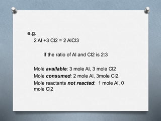 limiting and excess reagent in chemical reaction | PPTX