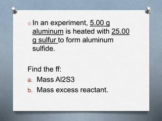 limiting and excess reagent in chemical reaction | PPTX