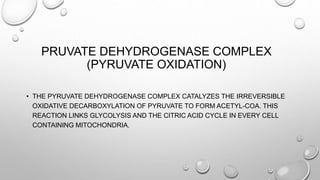 Pyruvate Dehydrogenase complex and its significance | PPTX