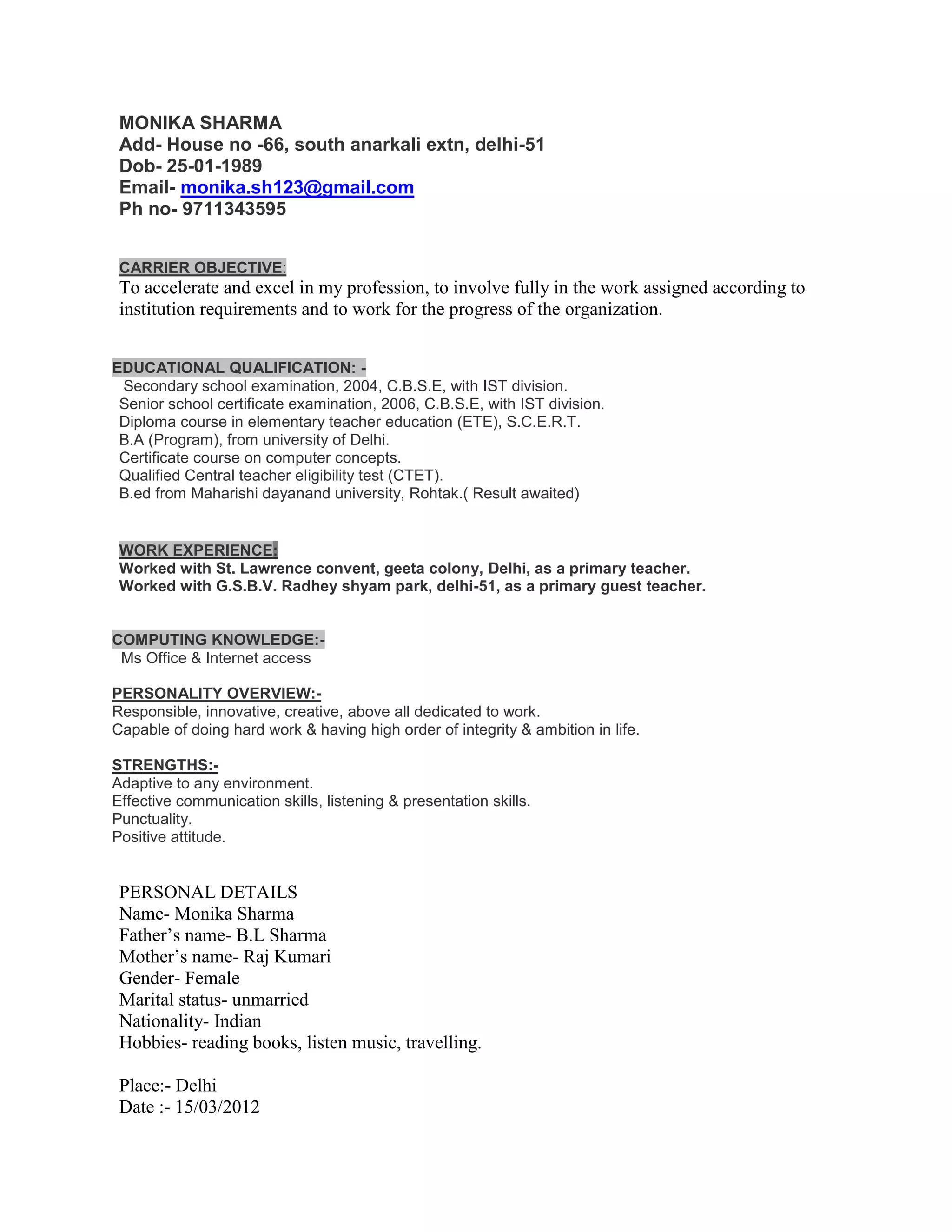 Monika, resume | DOCX