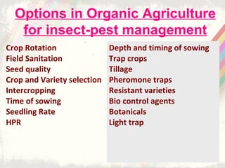Insect-pest management in Organic Agriculture - Options and Challenges ...