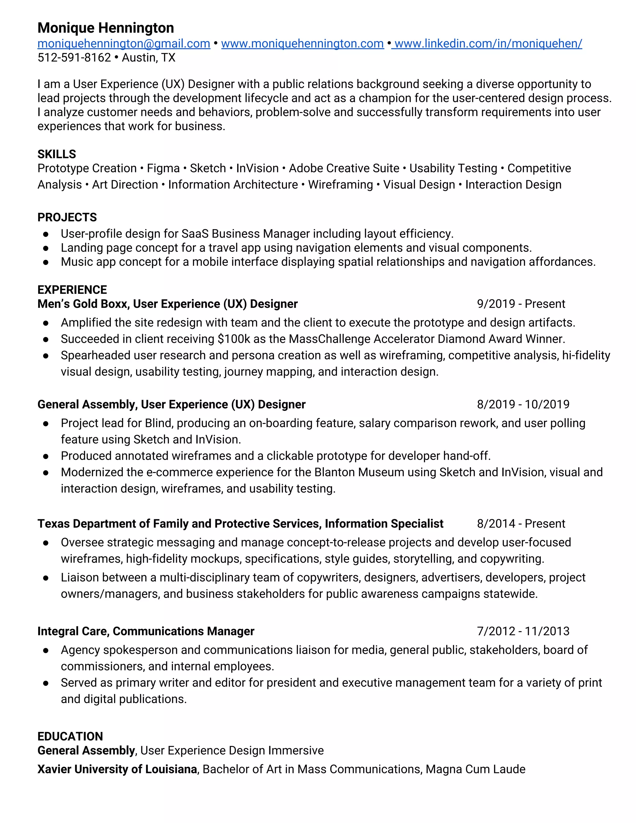 Monique Hennington Resume | PDF