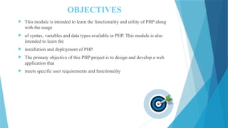INTERNSHIP ON PHP APPLICATION DEVELOPMENT | PPT