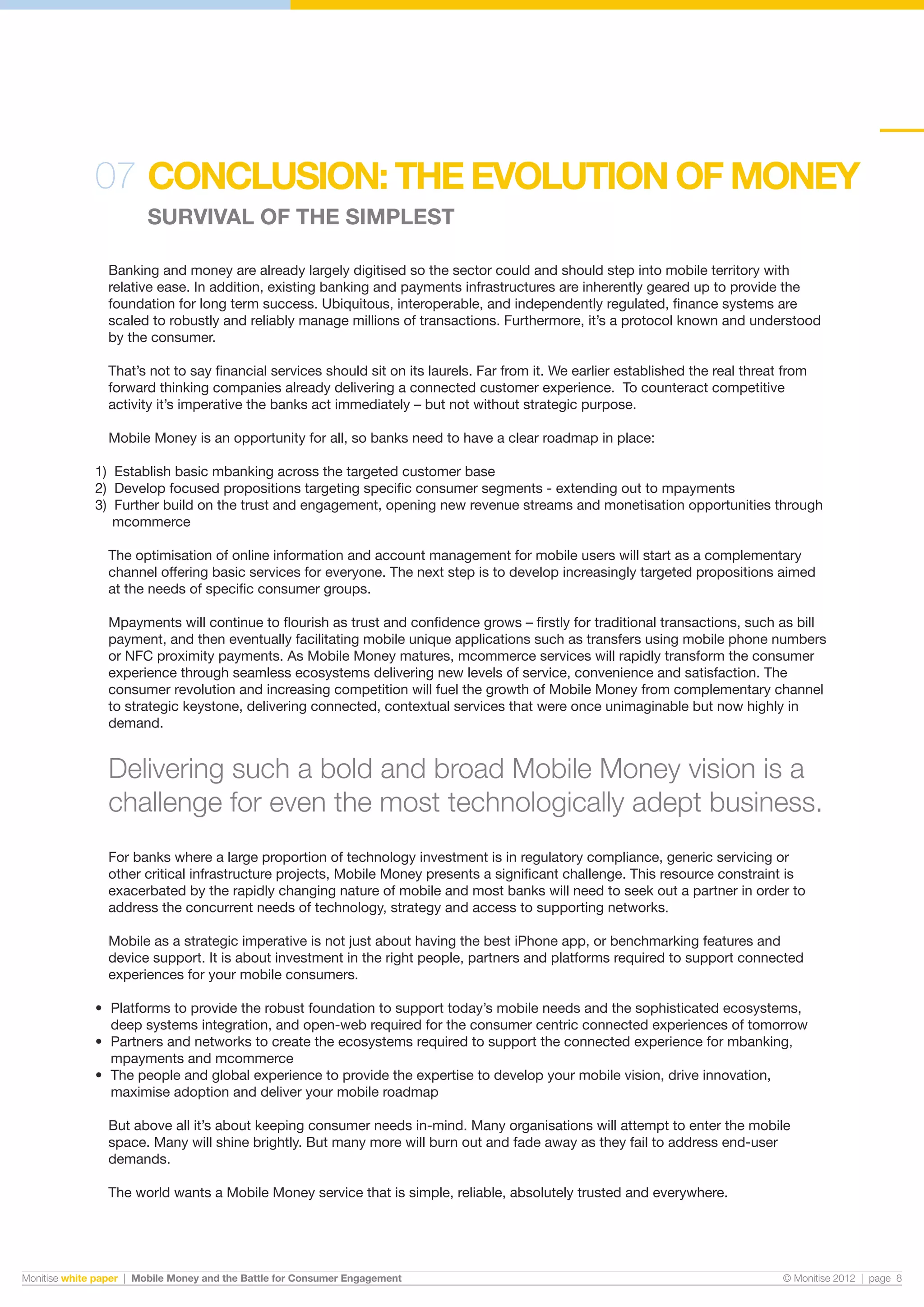 Mobile Money and the battle for consumer engagement (Monitise) | PDF