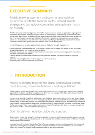 Mobile Money and the battle for consumer engagement (Monitise) | PDF