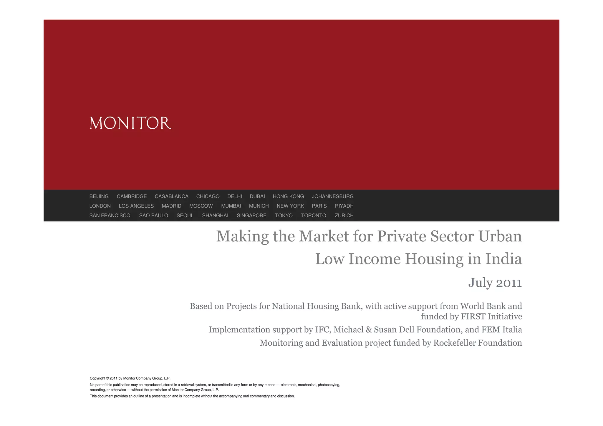 Making the Market for Private Sector Urban Low Income Housing in India ...