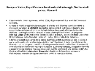 Monitoraggio strutturale del palazzo storico | PPT