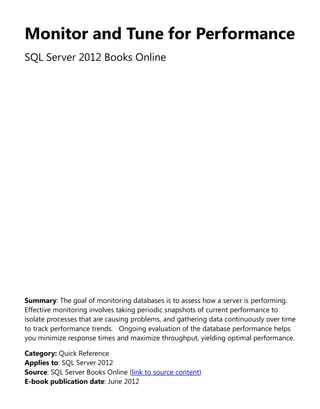 Monitor and tune for performance | PDF
