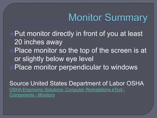 Monitor ergonomics | PPT