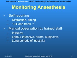 Sensors and Insensibility - Monitoring Anaesthetic Activity with RFID | PPT