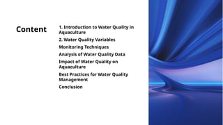 Monitoring and Analysis of Water Quality in Aquaculture.pptx