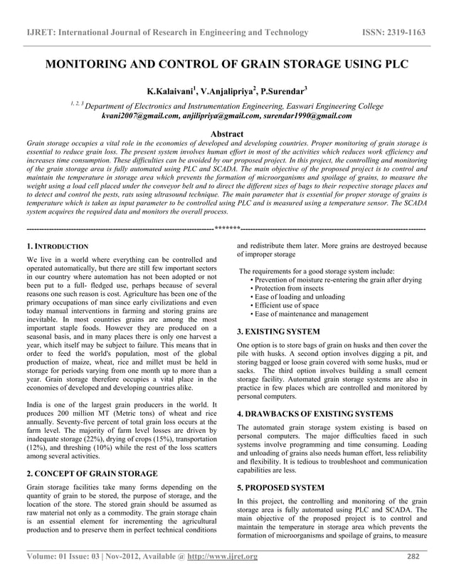 Monitoring and control of grain storage using plc | PDF | Agriculture ...