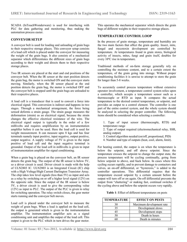 Monitoring and control of grain storage using plc | PDF | Agriculture ...