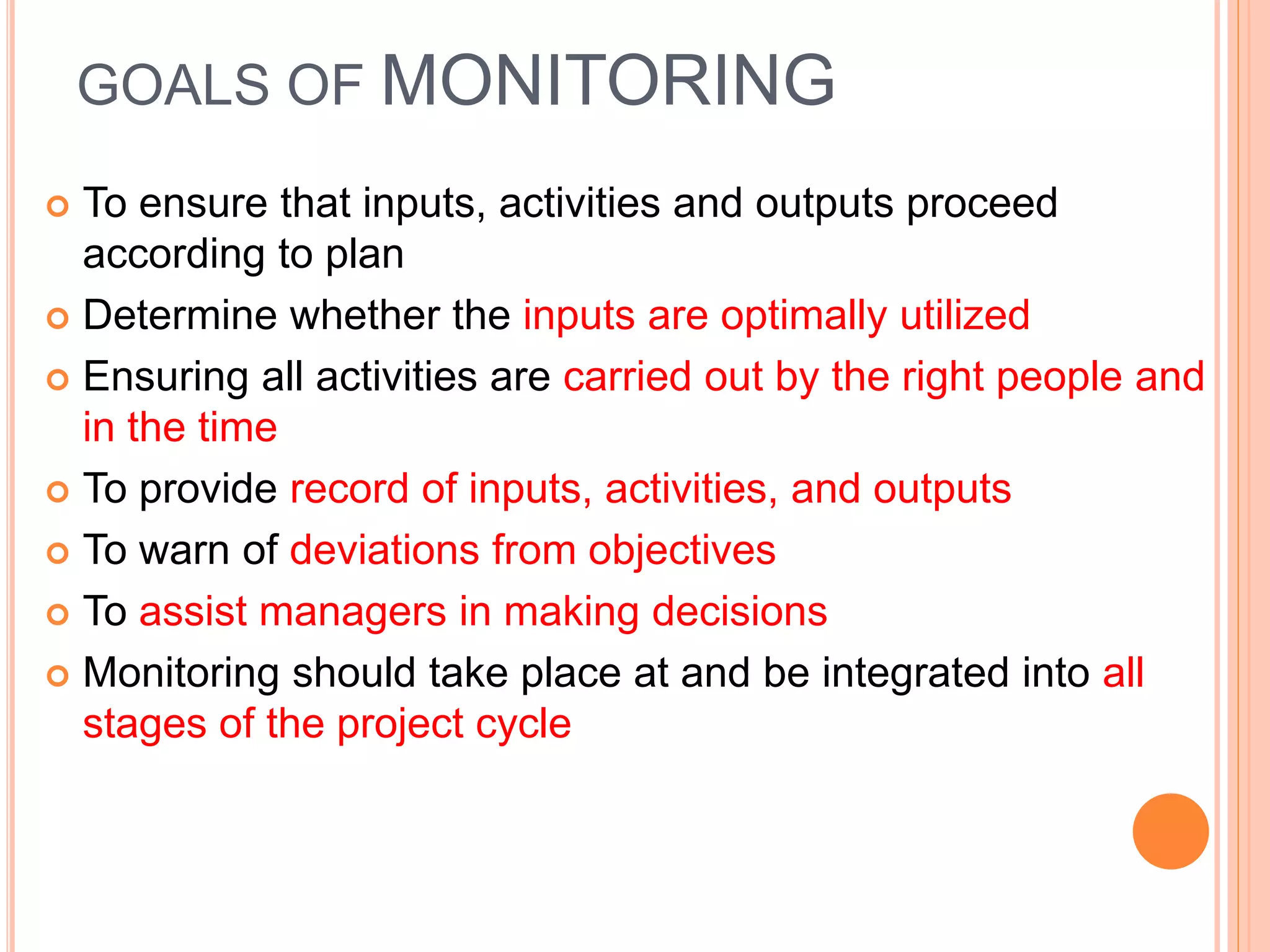 Monitoring and Evaluation for Project management. | PPTX
